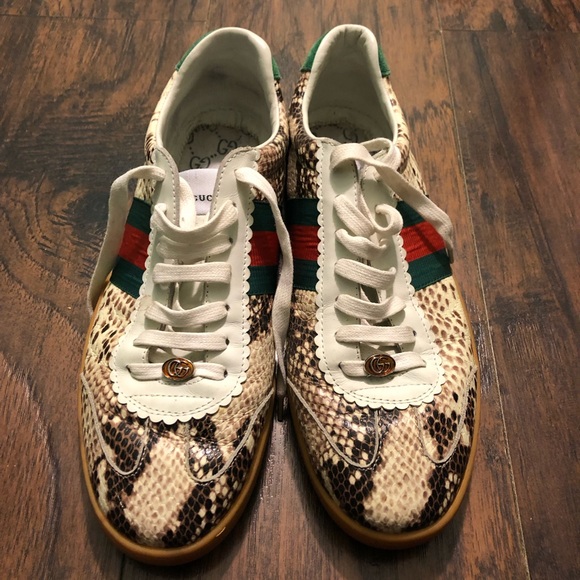 Gucci | Shoes | Gucci Green Red Python Leather Ace Sneakers Sz 1 | Poshmark